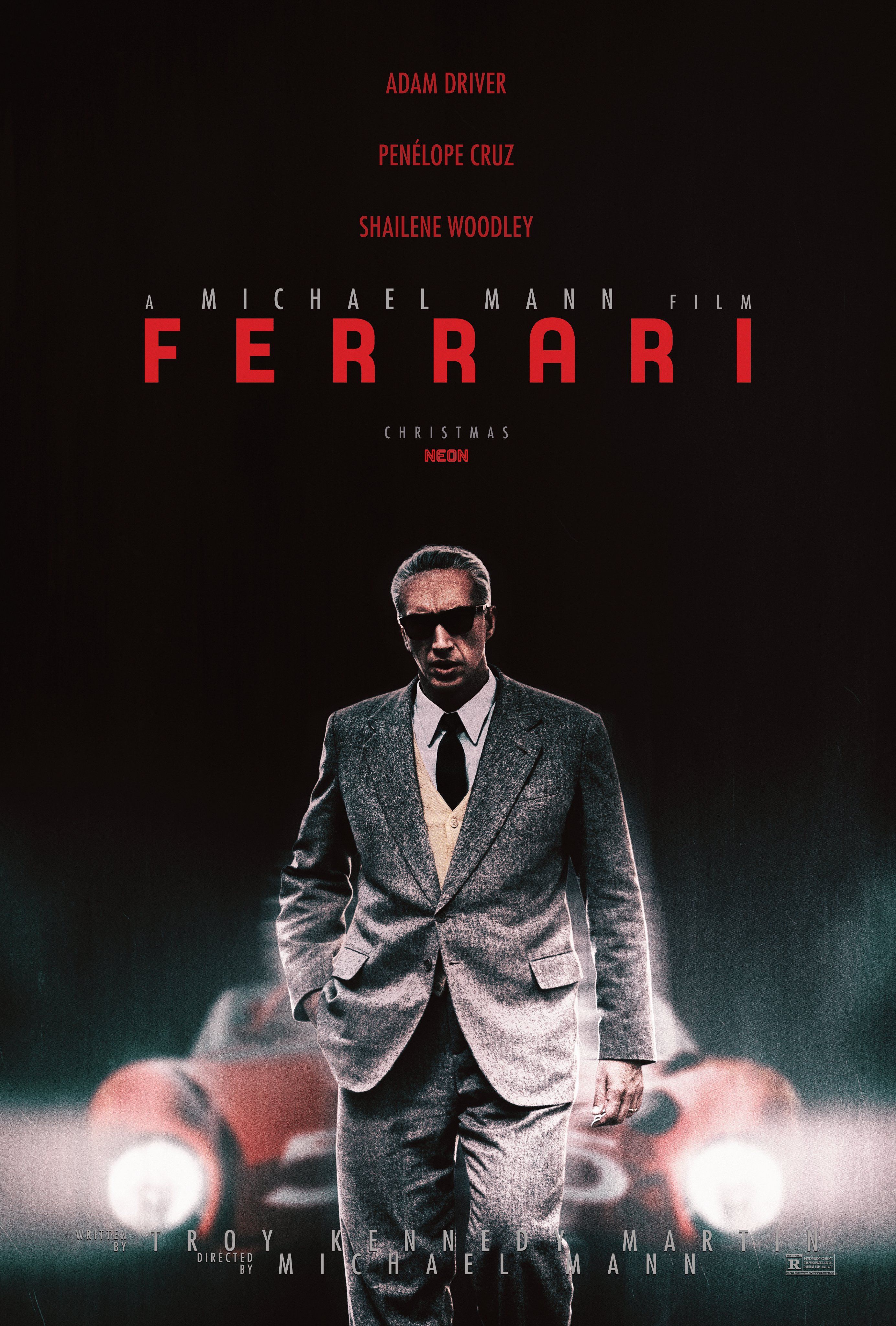 'Ferrari' Poster – Adam Driver Is Caught in the Headlights