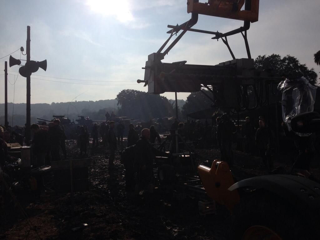 FURY Set Images. FURY Stars Brad Pitt, Shia LaBeouf, Logan Lerman, and ...