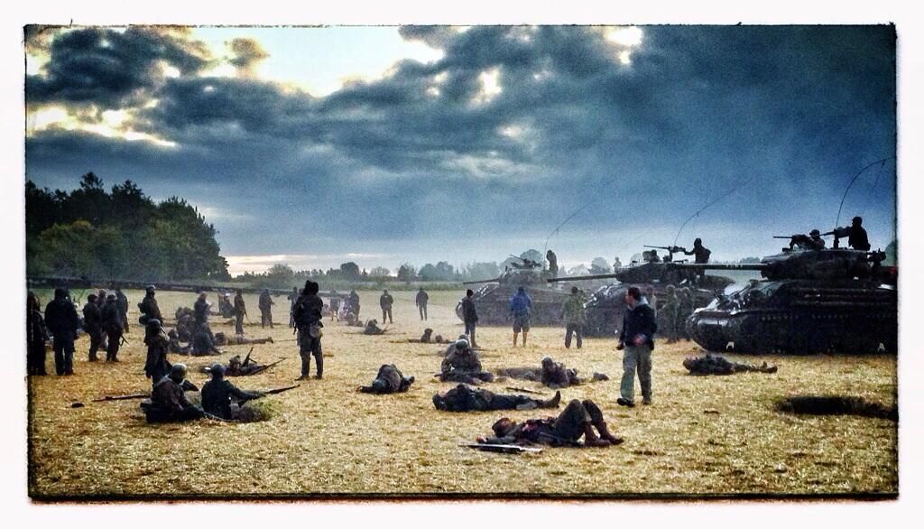 FURY Set Images. FURY Stars Brad Pitt, Shia LaBeouf, Logan Lerman, and ...