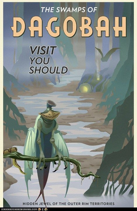 STAR WARS Travel Posters Advertise the Swamps of Dagobah and Imperial ...